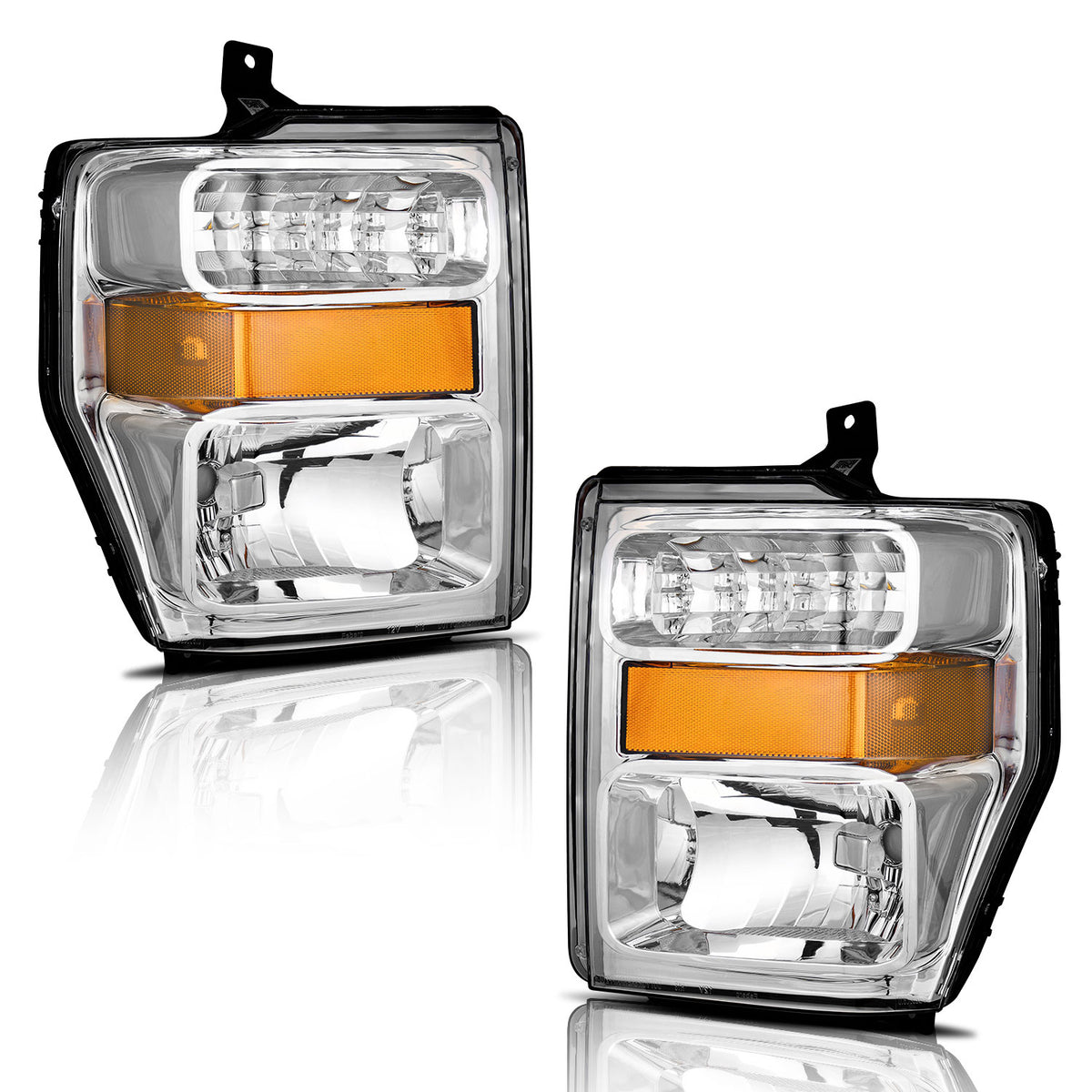 For 2008-2010 Ford F250 F350 F450 F550 Super Duty Headlight(Chrome ...