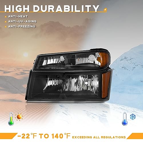 WEELMOTO For 2004-2012 Chevy Colorado Headlights Assembly